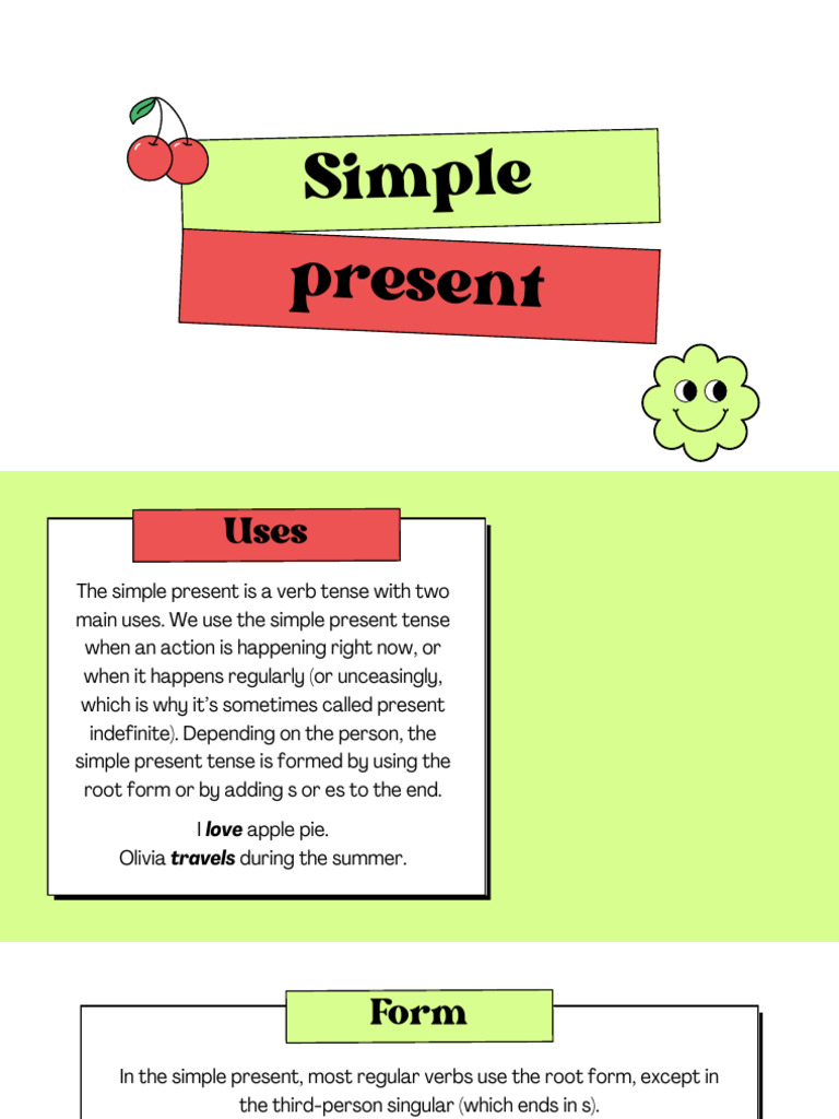 Present Simple Tense English Grammar Presentation in Orange White ...
