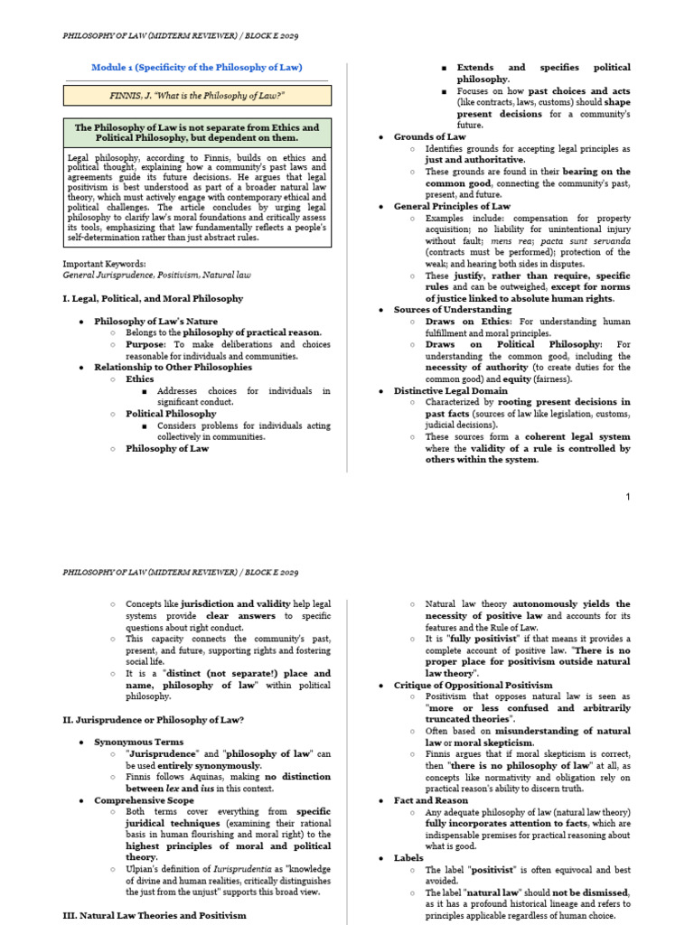 Phillaw MT Reviewer - Block e | PDF | Jurisprudence | Justice