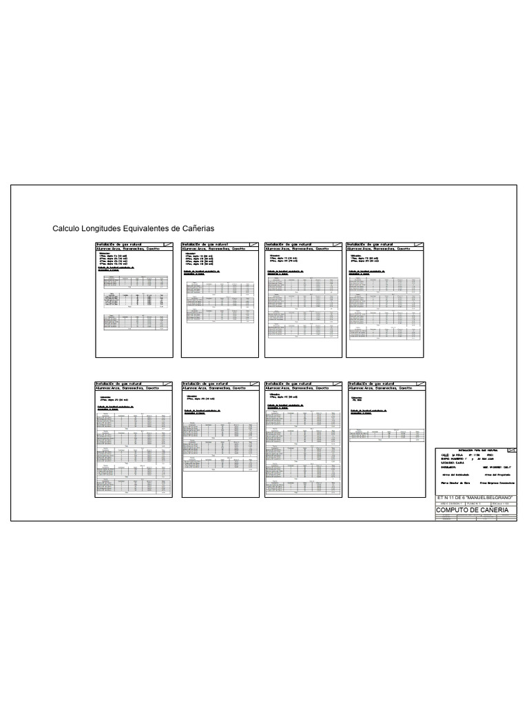 Instalacion de Gas - Calculo Longitudes Equivalentes de Cañeria | PDF