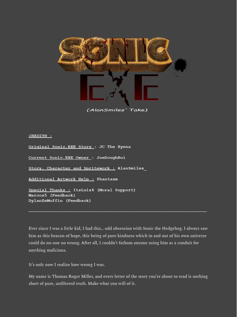 Sonic - Exe - Alansmiles - Retake - The Full Story. | PDF