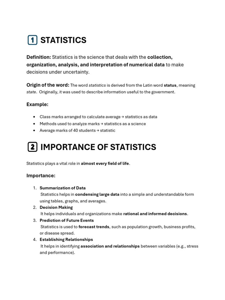 Introductory Statistics: Basic Definitions | PDF | Statistics ...