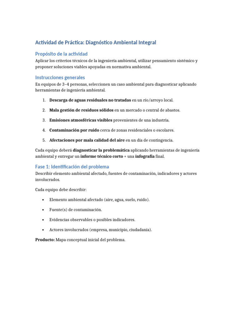Actividad Practica Ing Ambiental | PDF | Contaminación | Residuos