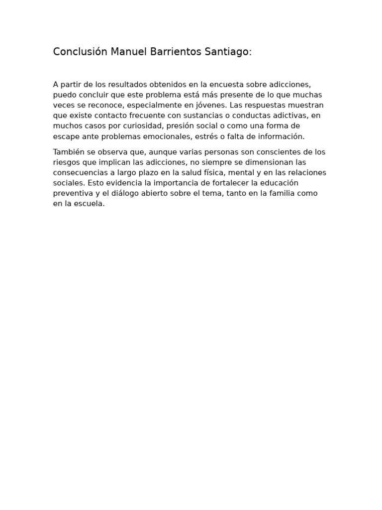 Conclusión Persona Manuel | PDF