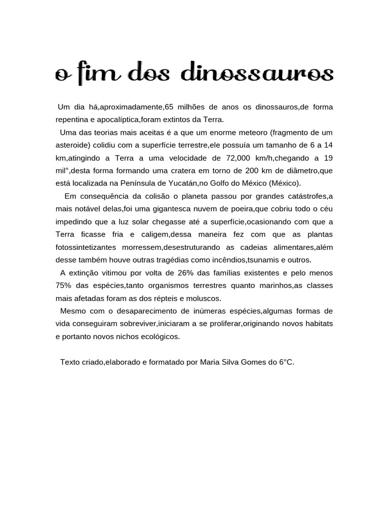 O Fim Dos Dinossauros | PDF