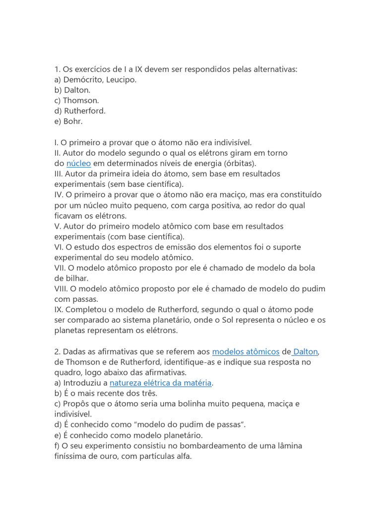 A Evolução Dos Modelos Atômicos | PDF | Elétron | Niels Bohr