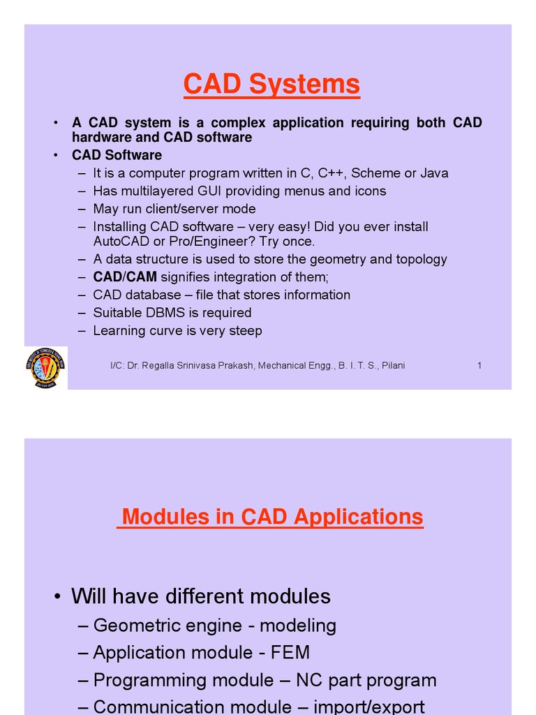 Cad S T CAD Systems: y P PP Q G Hardware and CAD Software | PDF ...