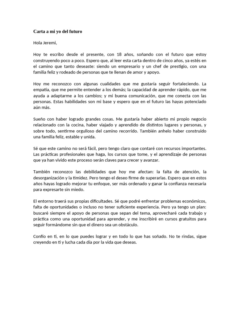 Carta A Mi Yo Del Futuro | PDF