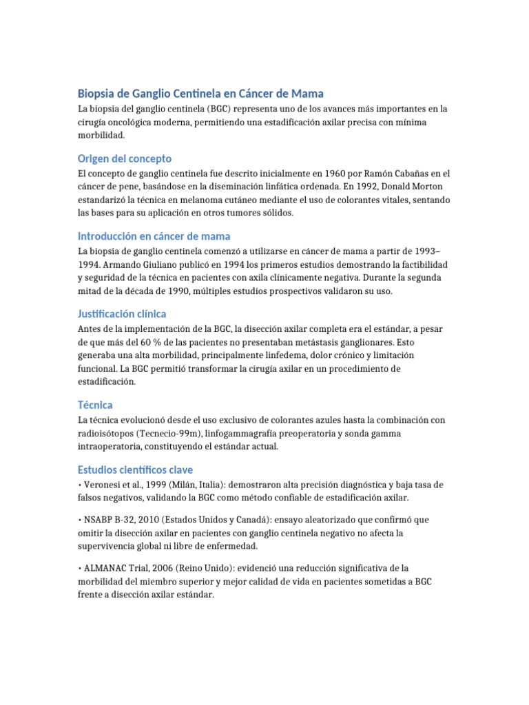 Biopsia Ganglio Centinela Cancer Mama | PDF | Cáncer | Cáncer de mama