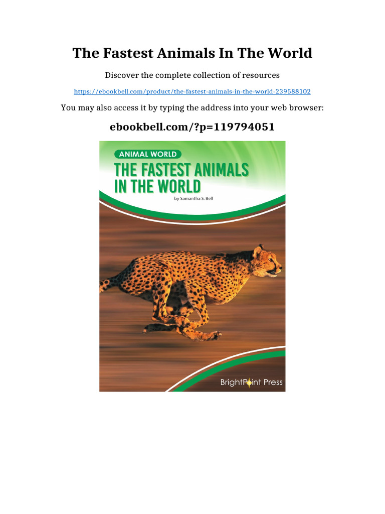 The Fastest Animals in The World Ready To Read | PDF