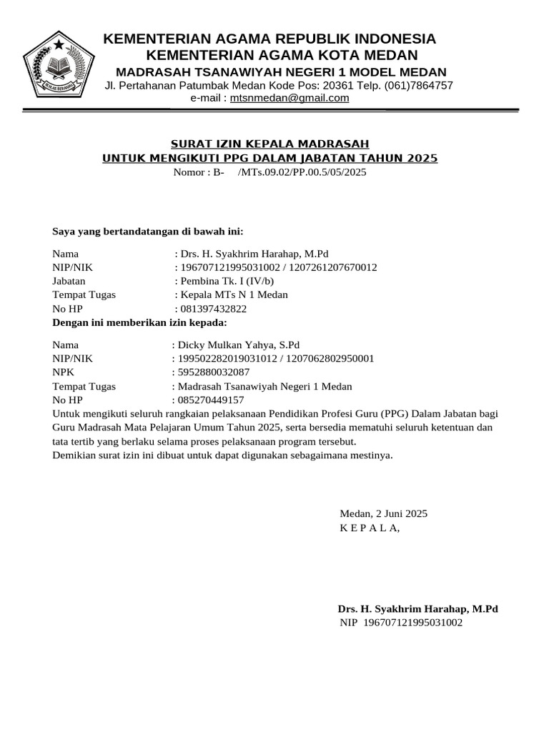 Surat Ijin Pimpinan-Dicky | PDF