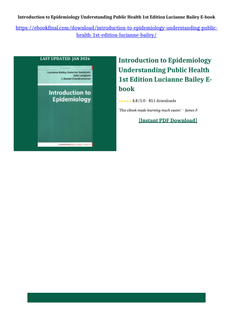 Introduction to Epidemiology Understanding Public Health 1st Edition ...