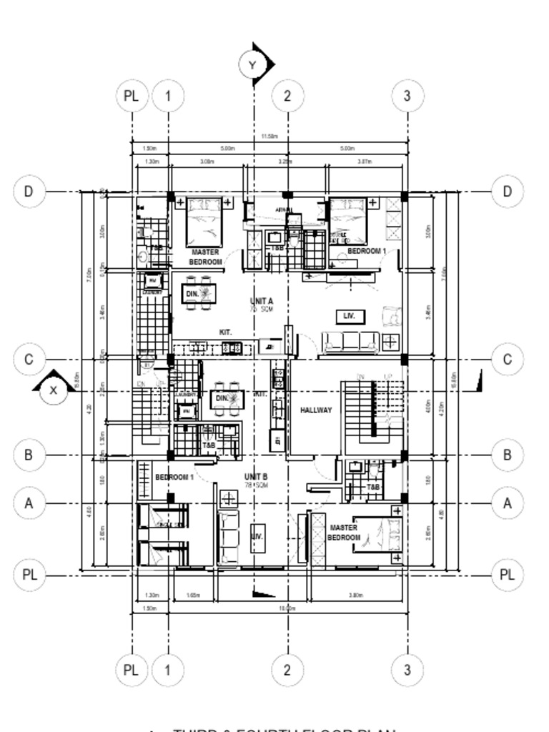 Third & Fourth Floor Plan: Scale 1:100 MTS | PDF