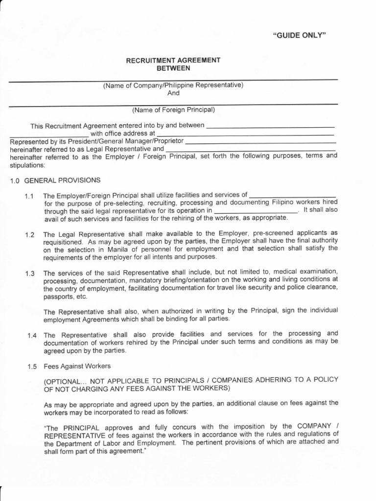 POEA Recruitment Agreement #OFW | United States Labor Law | Employment ...