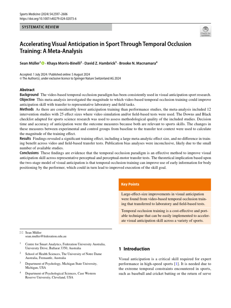 Accelerating Visual Anticipation in Sport Through Temporal Occlusion ...