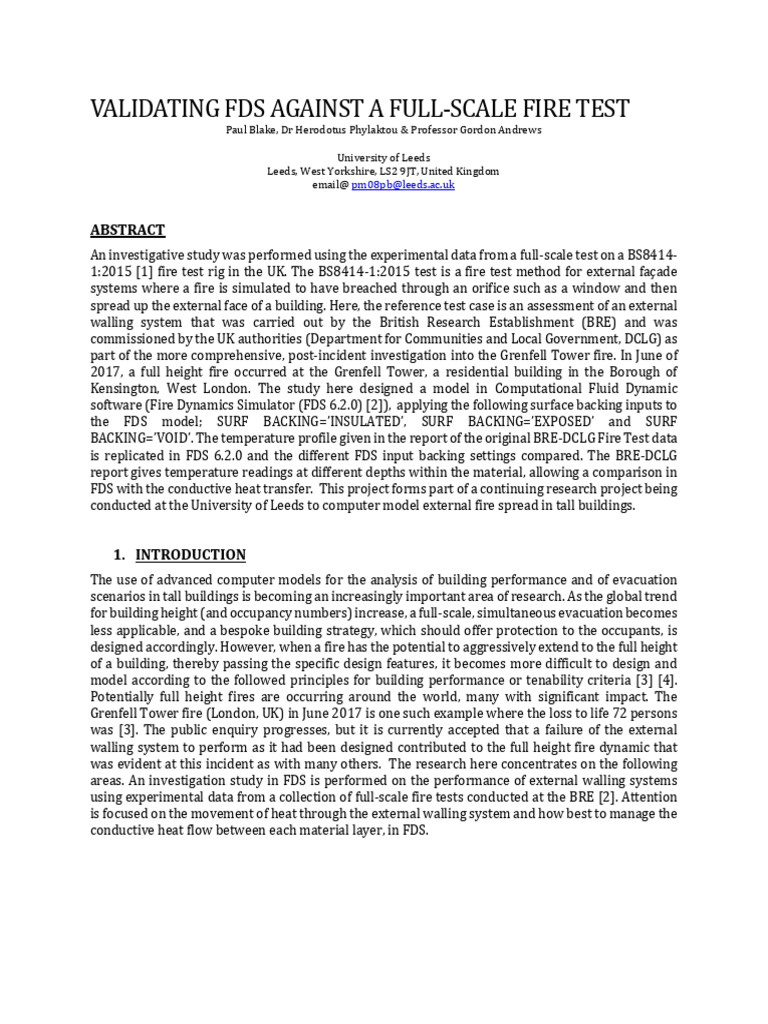 Validating Fds Against a Full-scale Fire Test | PDF | Heat Transfer ...