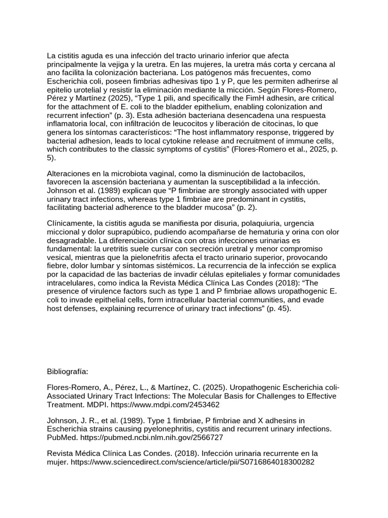 Cistitis Aguda | PDF | Escherichia coli | Especialidades Medicas