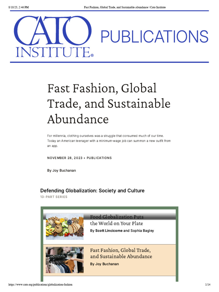 Fast Fashion, Global Trade, and Sustainable Abundance - Cato Institute ...