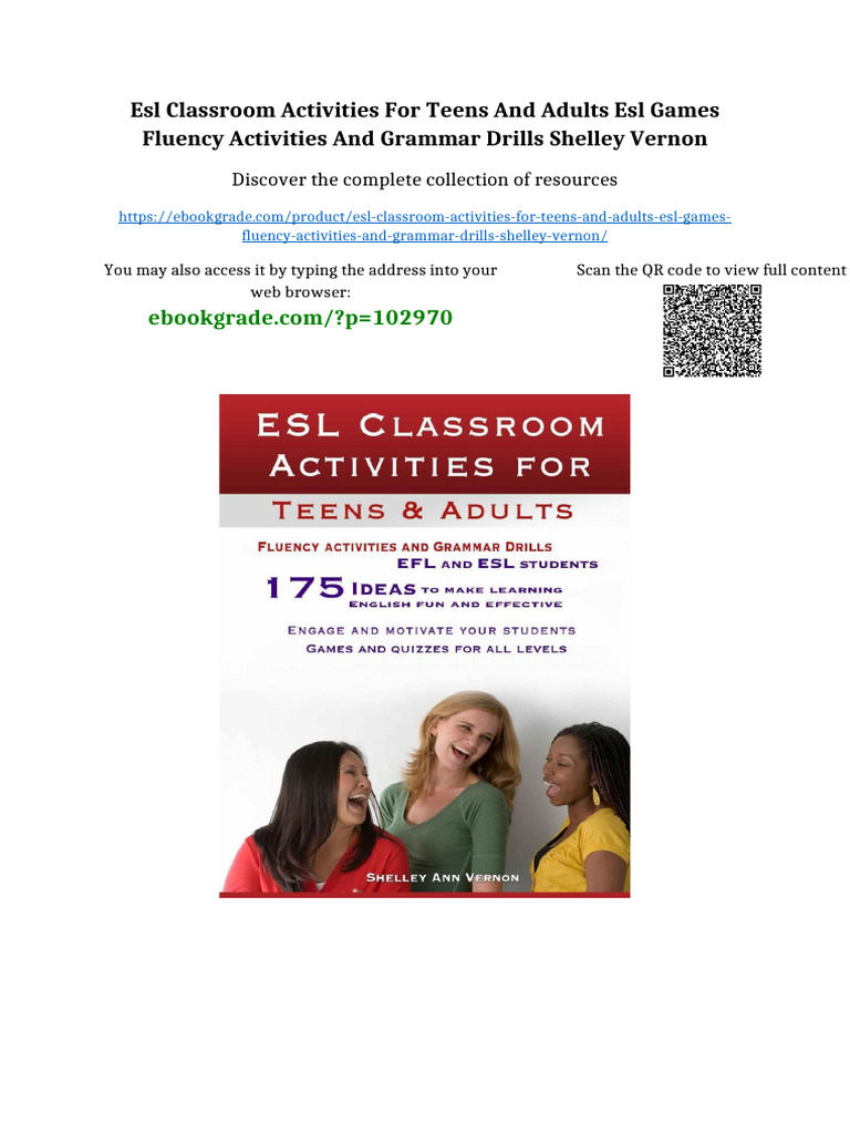 ESL Classroom Activities For Teens and Adults ESL Games Fluency ...