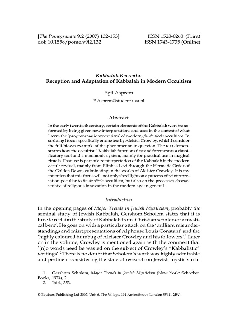 Kabbalah Recreata_ Reception an - Egil Asprem | PDF | Kabbalah ...