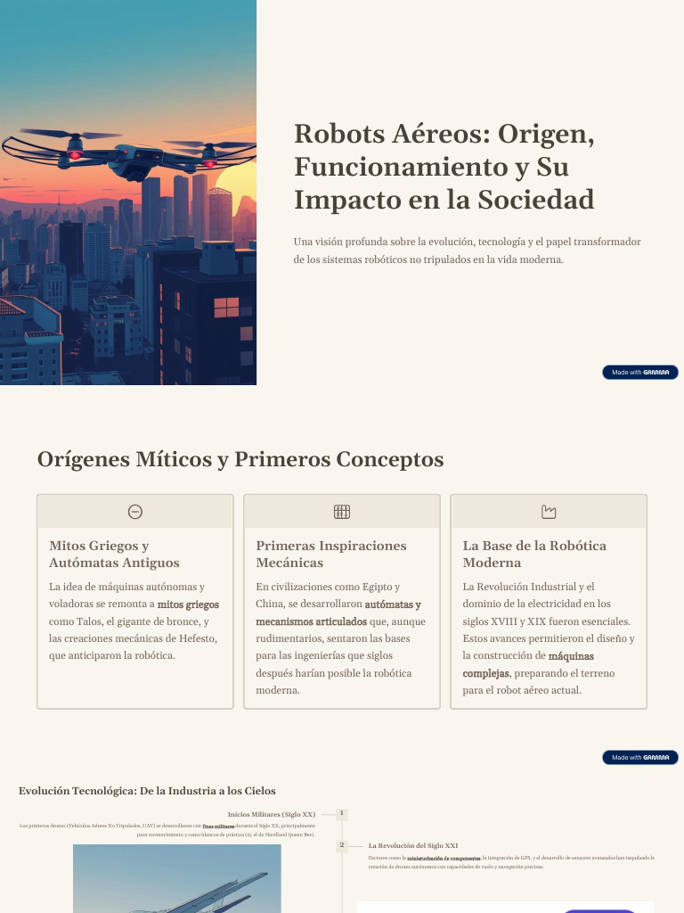 Robots Aereos Origen Funcionamiento y Su Impacto en La Sociedad | PDF ...