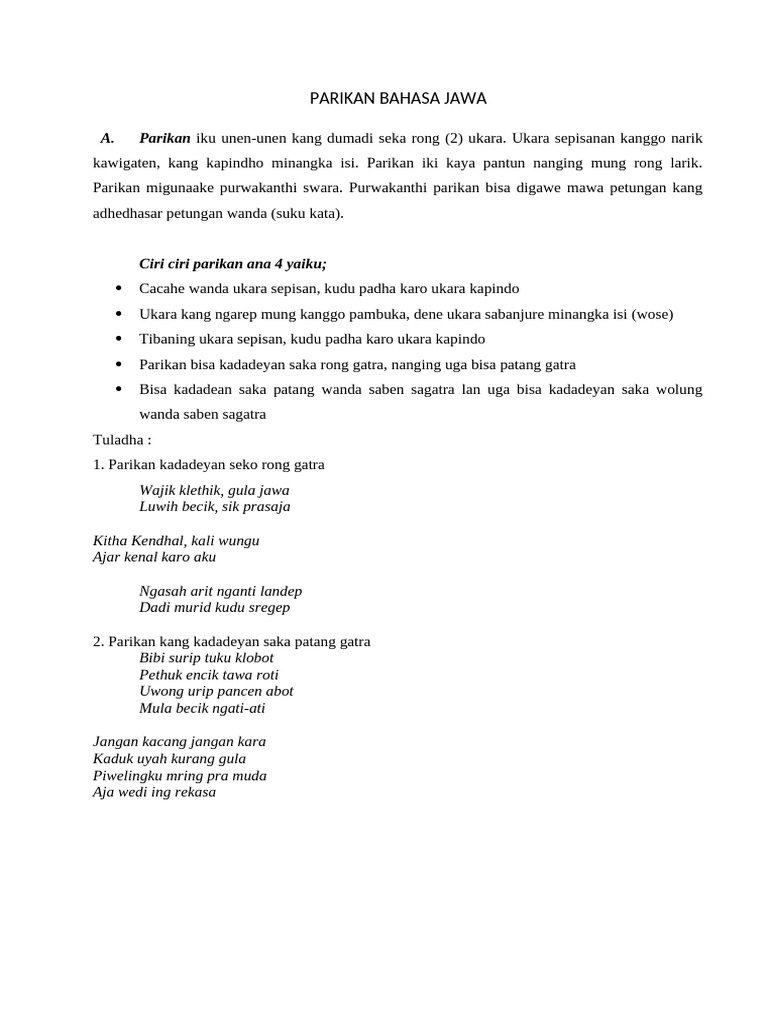Parikan Bahasa Jawa | PDF