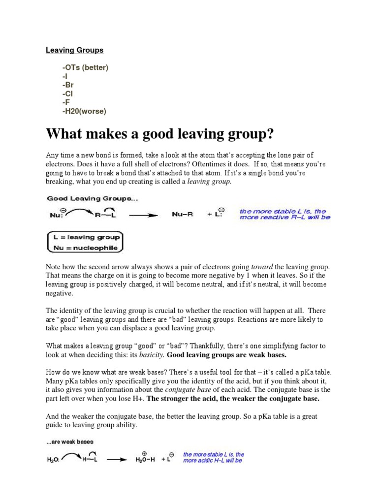 Leaving Groups | PDF | Ester | Chemical Reactions