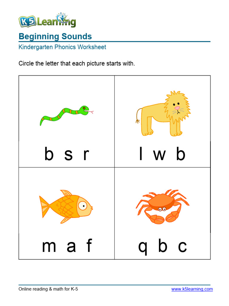 Kindergarten Beginning Sounds 3 | PDF