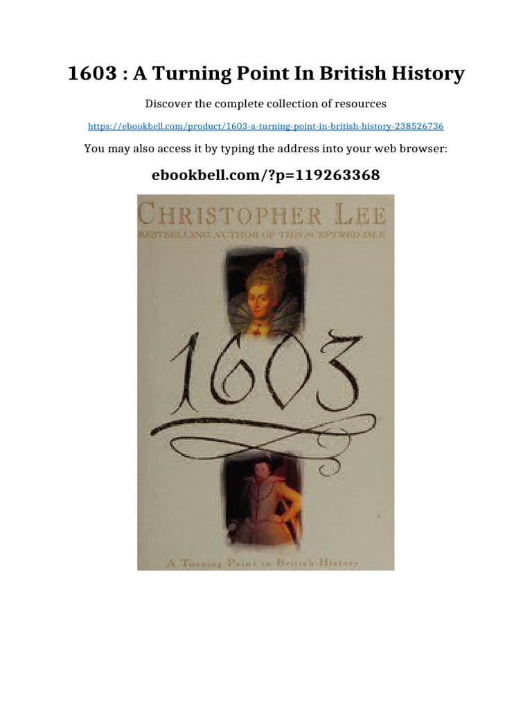 1603 : a turning point in British history newest edition 2025 | PDF ...