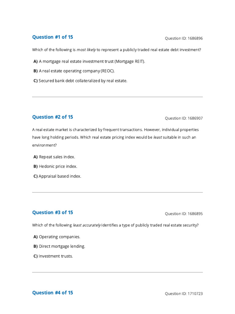 Reading 31 Overview of Types of Real Estate Investment | PDF | Real ...