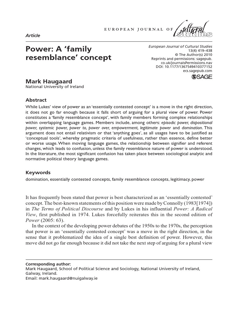 1. Mark Haugaard, Power - A ‘Family Resemblance’ Concept | PDF ...