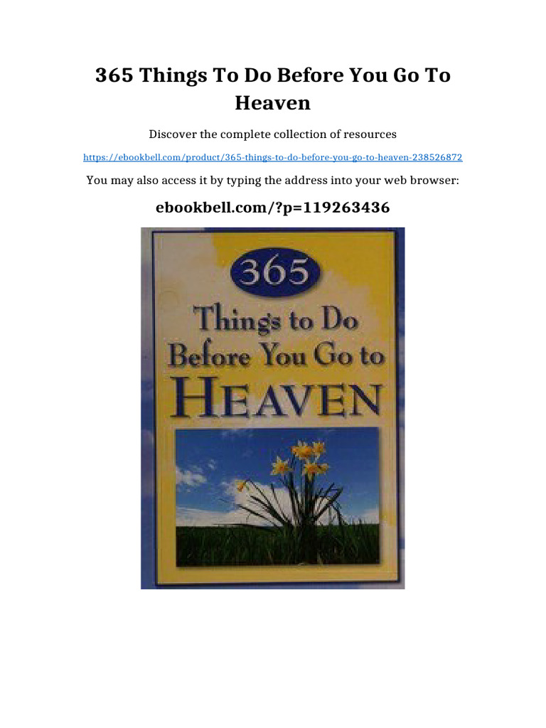 365 things to do before you go to heaven online version | PDF