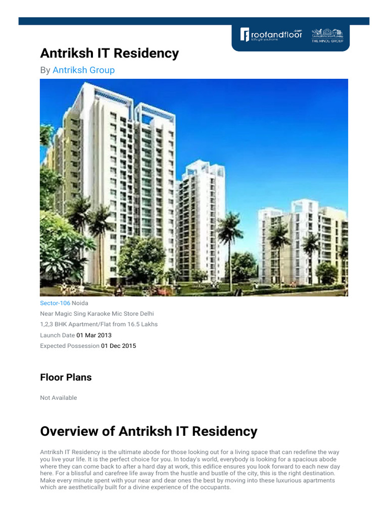 62281 Antriksh It Residency Automated Brochure | PDF
