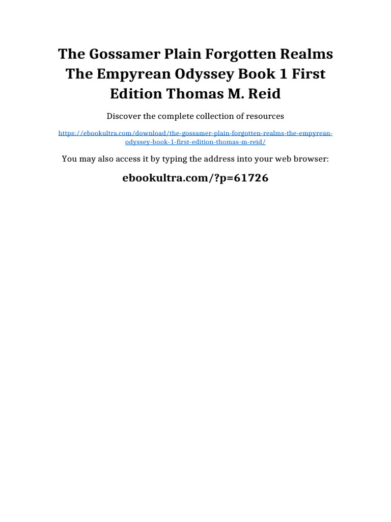 The Gossamer Plain Forgotten Realms The Empyrean Odyssey Book 1 First ...