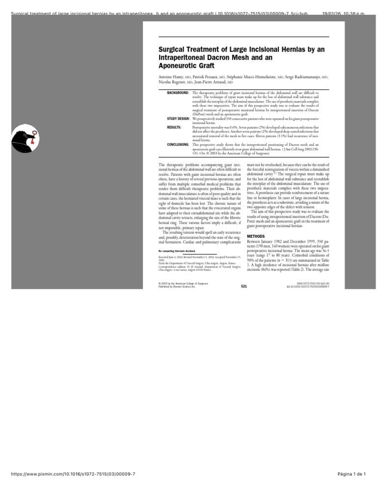 Surgical Treatment of Large Incisional Hernias by an Intraperitoneal ...