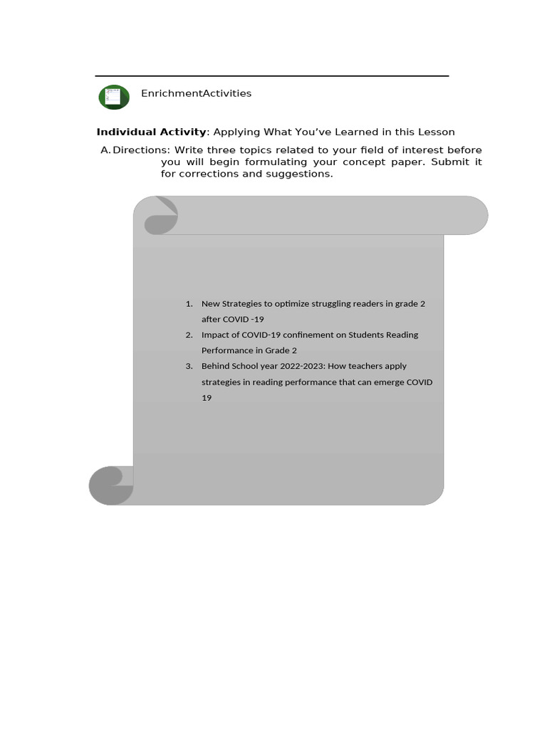 Individual Activity 1 of Lesson 3 | PDF