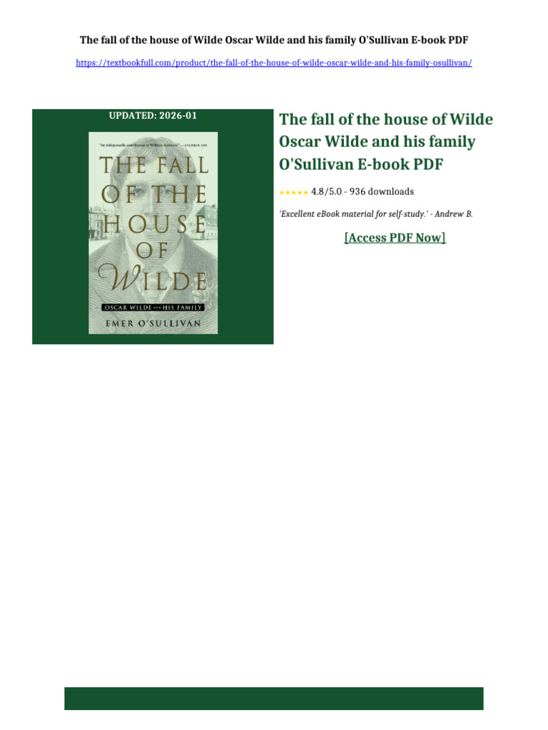 The fall of the house of Wilde Oscar Wilde and his family O'Sullivan ...