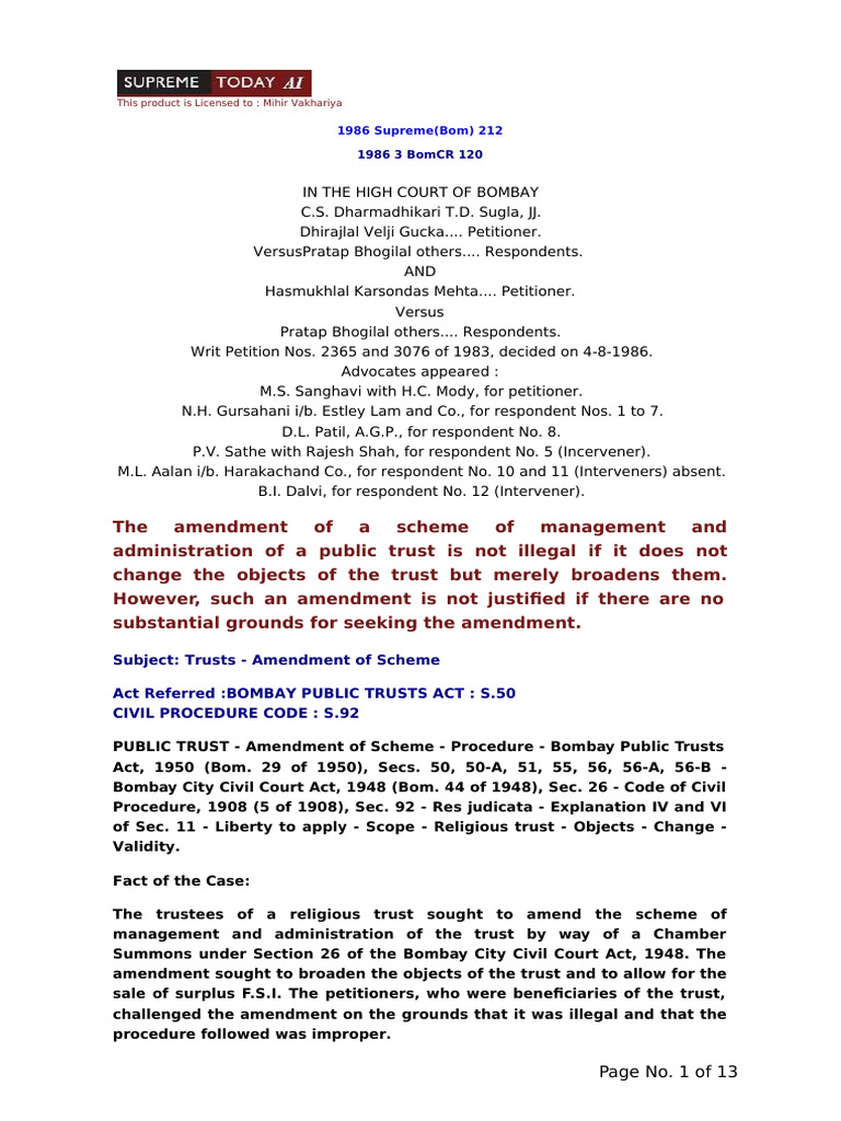 Dhirajlal Velji Gucka & Hasmukhlal Karsondas Mehta vs Bhogilal & Other ...