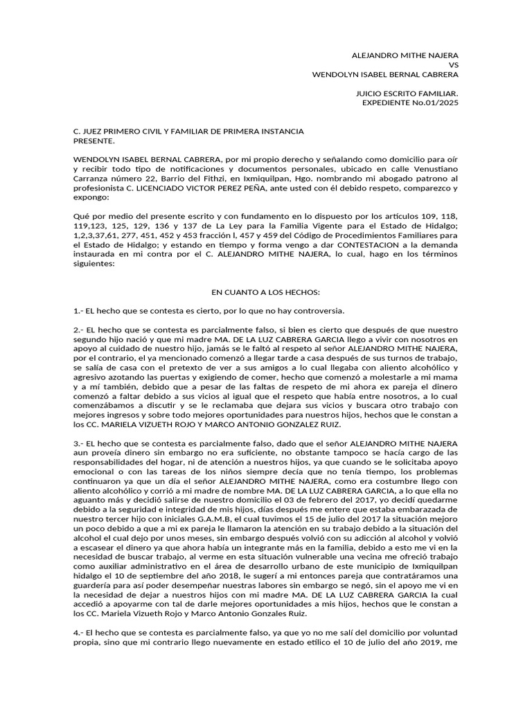 ALEJANDRO MITHE NAJERA Vs WENDOLY | PDF | Pensión alimenticia