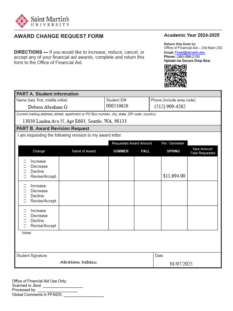 Abraham.debasu 24 25 Award Change 2 | PDF