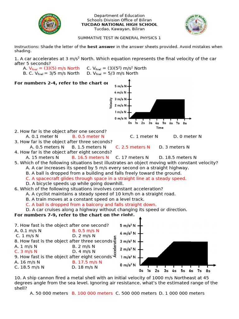 Summative Test in General Physics 1.2 | PDF | Mechanics | Mechanical ...