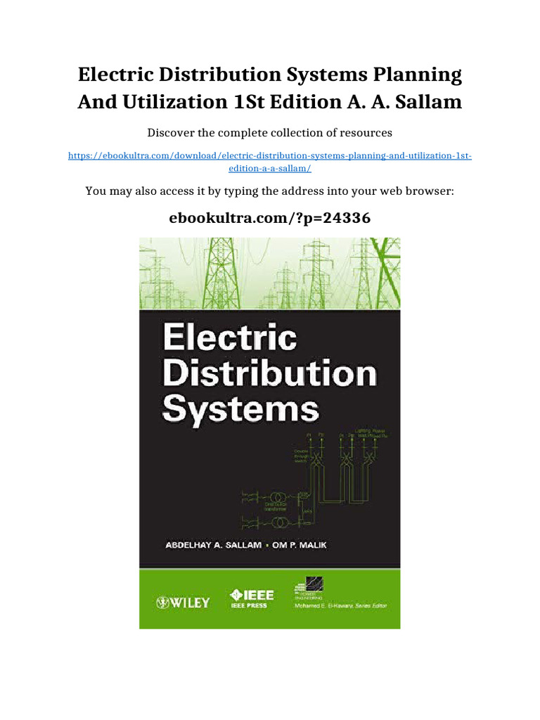 Electric Distribution Systems Planning and Utilization 1st Edition A. A ...