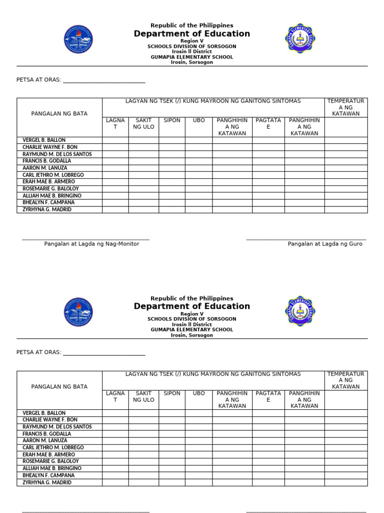 Health Monitoring Form | PDF | Chess | Chess Openings