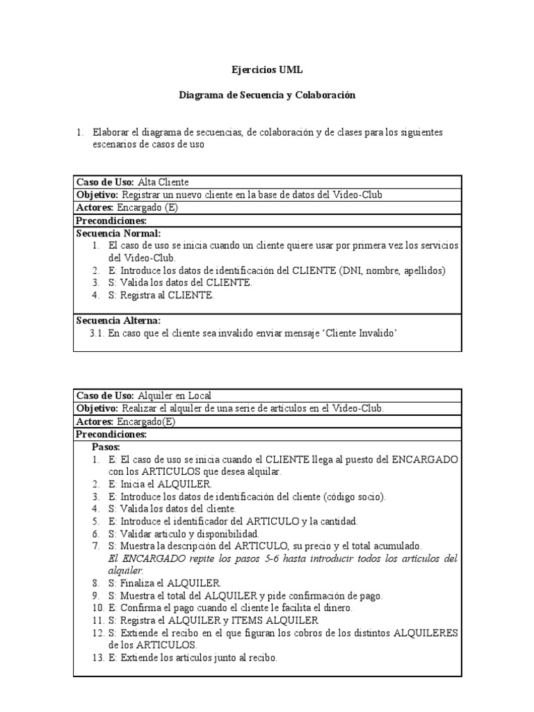 Ejercicios UML | PDF | Dieta | Caso de uso