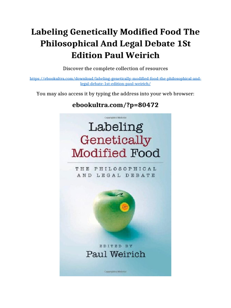 Labeling Genetically Modified Food The Philosophical and Legal Debate ...