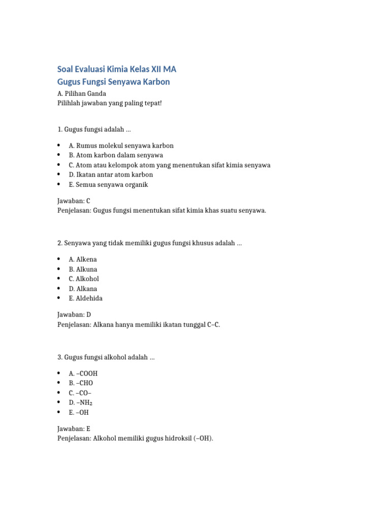 Soal Kimia XII Gugus Fungsi FULL | PDF