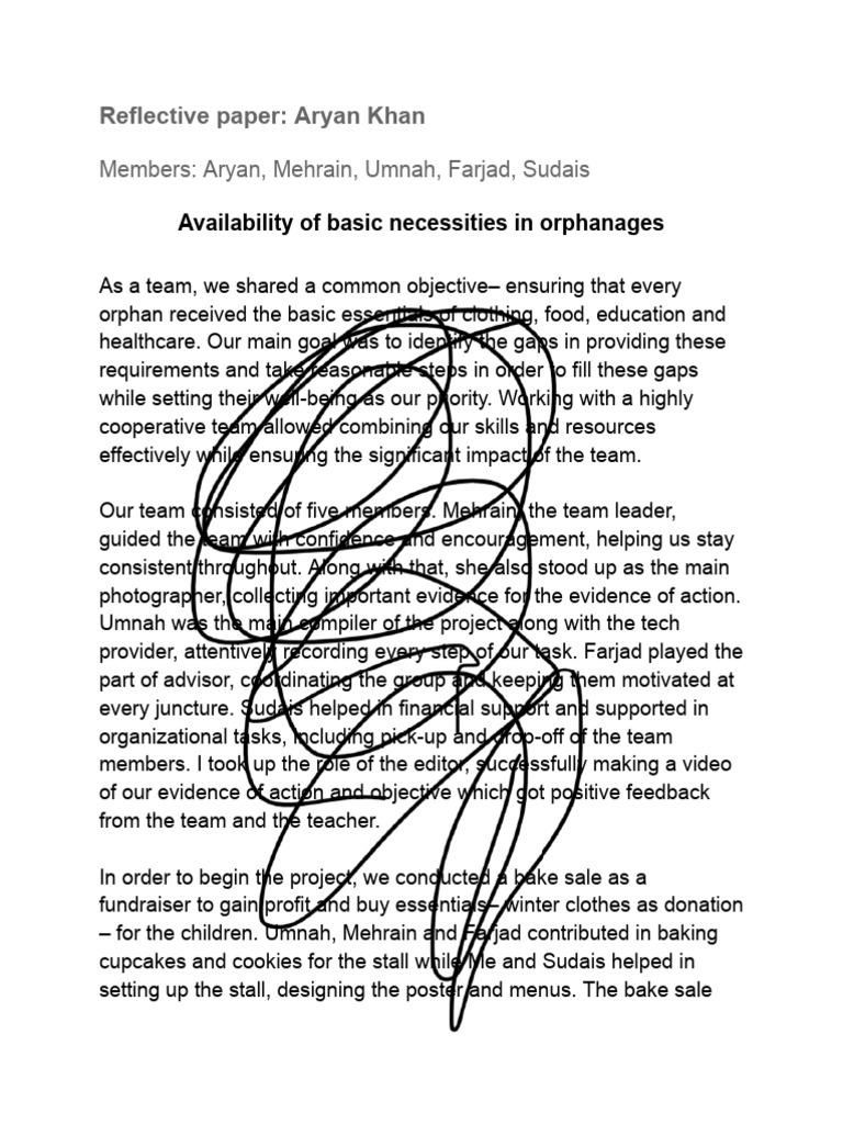 Reflective Paper_ Aryan Khan 2 | PDF | Orphanage | Cognition