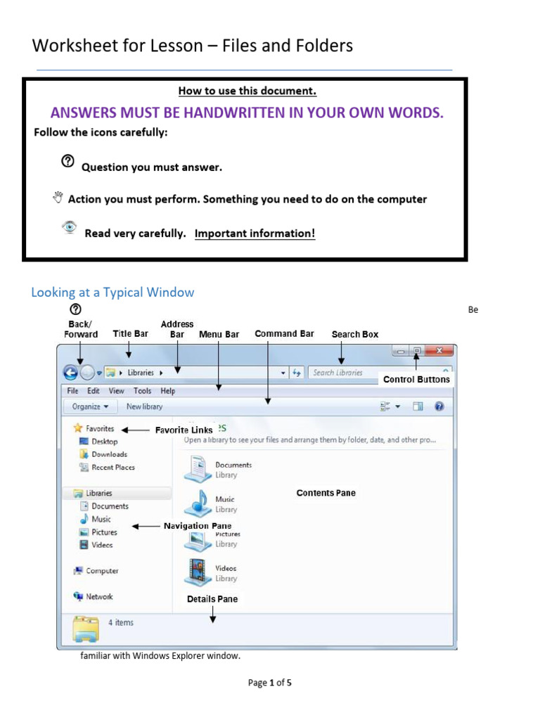 Topic 1 Unit 1.8 Managing Computer Files Activity Sheet | PDF ...