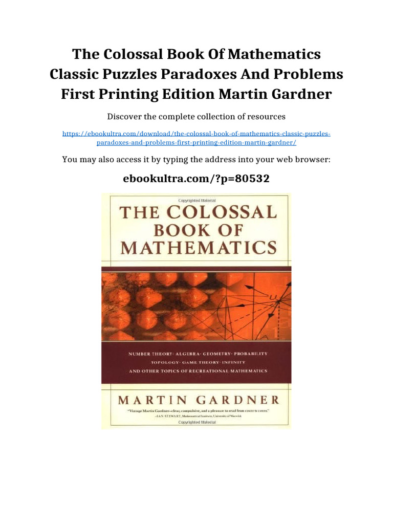 The Colossal Book of Mathematics Classic Puzzles Paradoxes and Problems ...