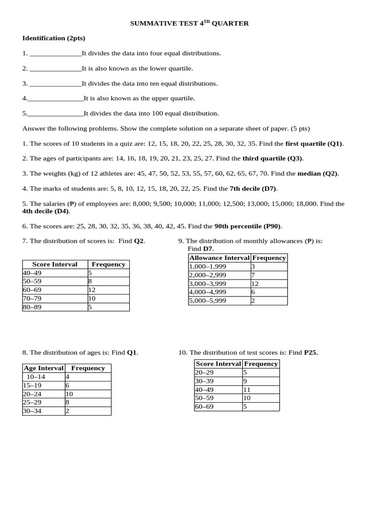 Summative Test 4th Quarter | PDF | Chess Openings | Chess Theory