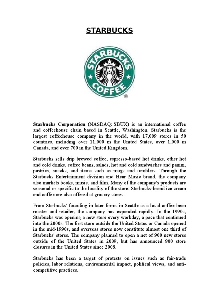 Starbucks | PDF | Starbucks | Beverages